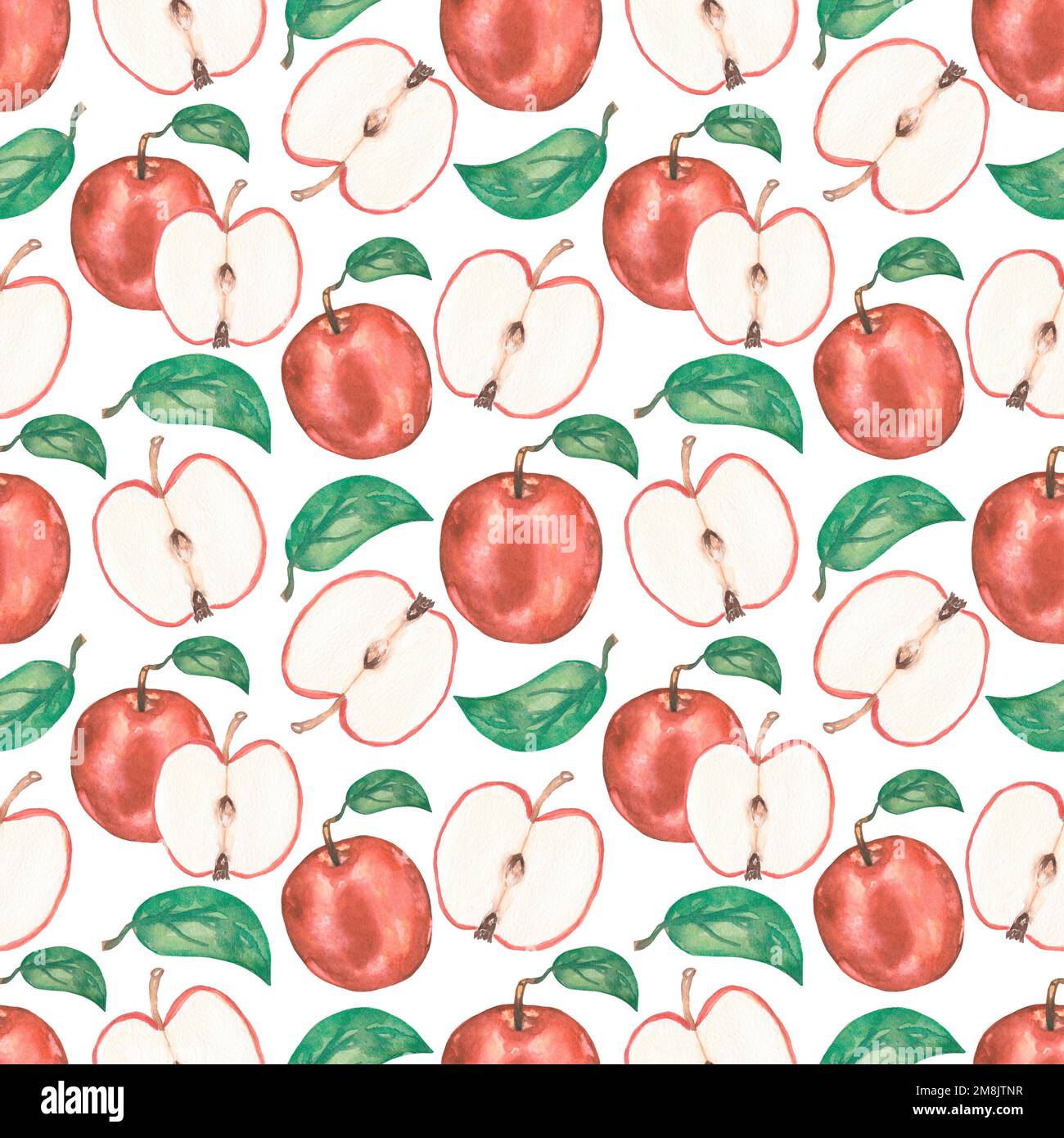 Apple Seamless Pattern, Watercolor Red Fruit Paper, Eco Food paper ...