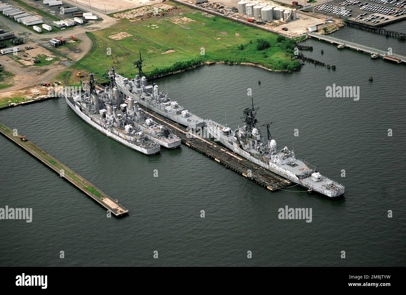 An aerial view of the Baltimore Fairfield Marine Terminal showing six ...