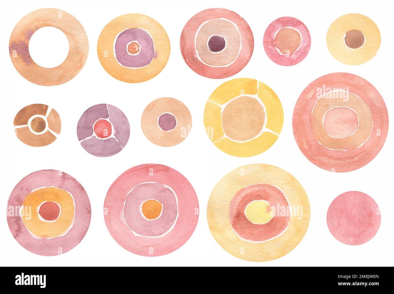 Watercolor abstract geometric shapes set, Abstract elements. orange ...