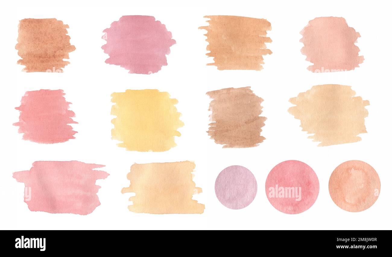 Watercolor abstract geometric shapes set, Abstract elements. orange ...