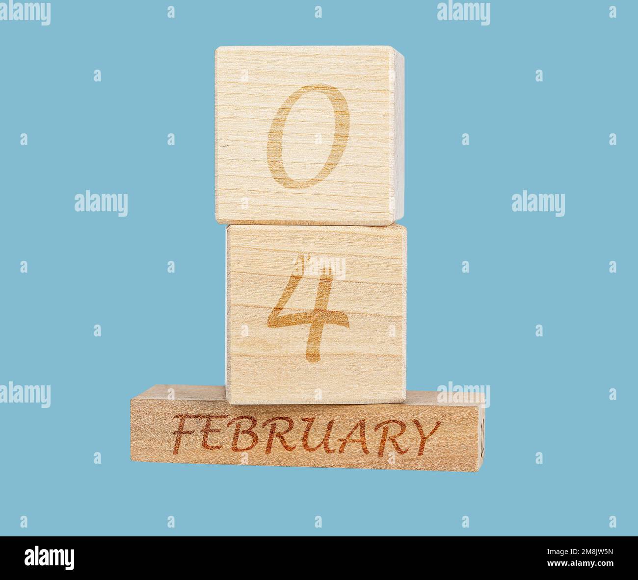 4 February, World cancer day, Oncology awareness concept. Wood calendar ...