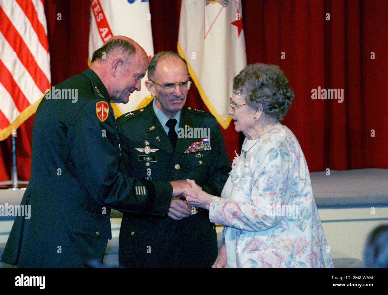 GEN Gordon R. Sullivan (left), Army CHIEF of STAFF, greets Mrs. Angus ...