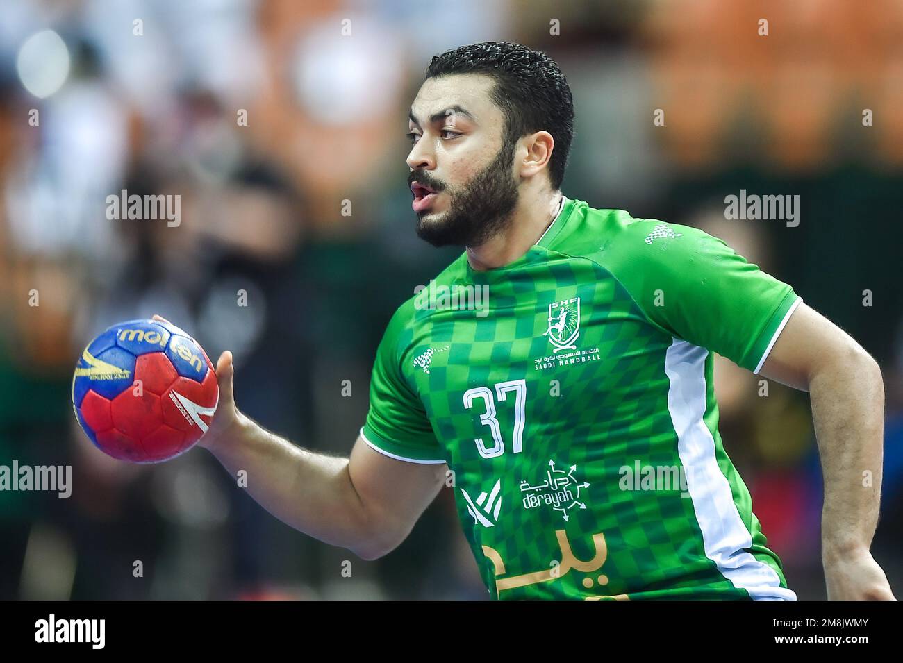 Katowice, Poland. 14th Jan, 2023. Mohammed Al-Abas during IHF MenÕs World Championship match ...