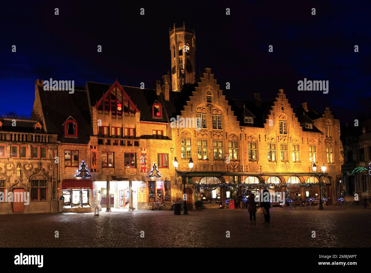 Christmas decorations on buildings around the Burg square and the ...
