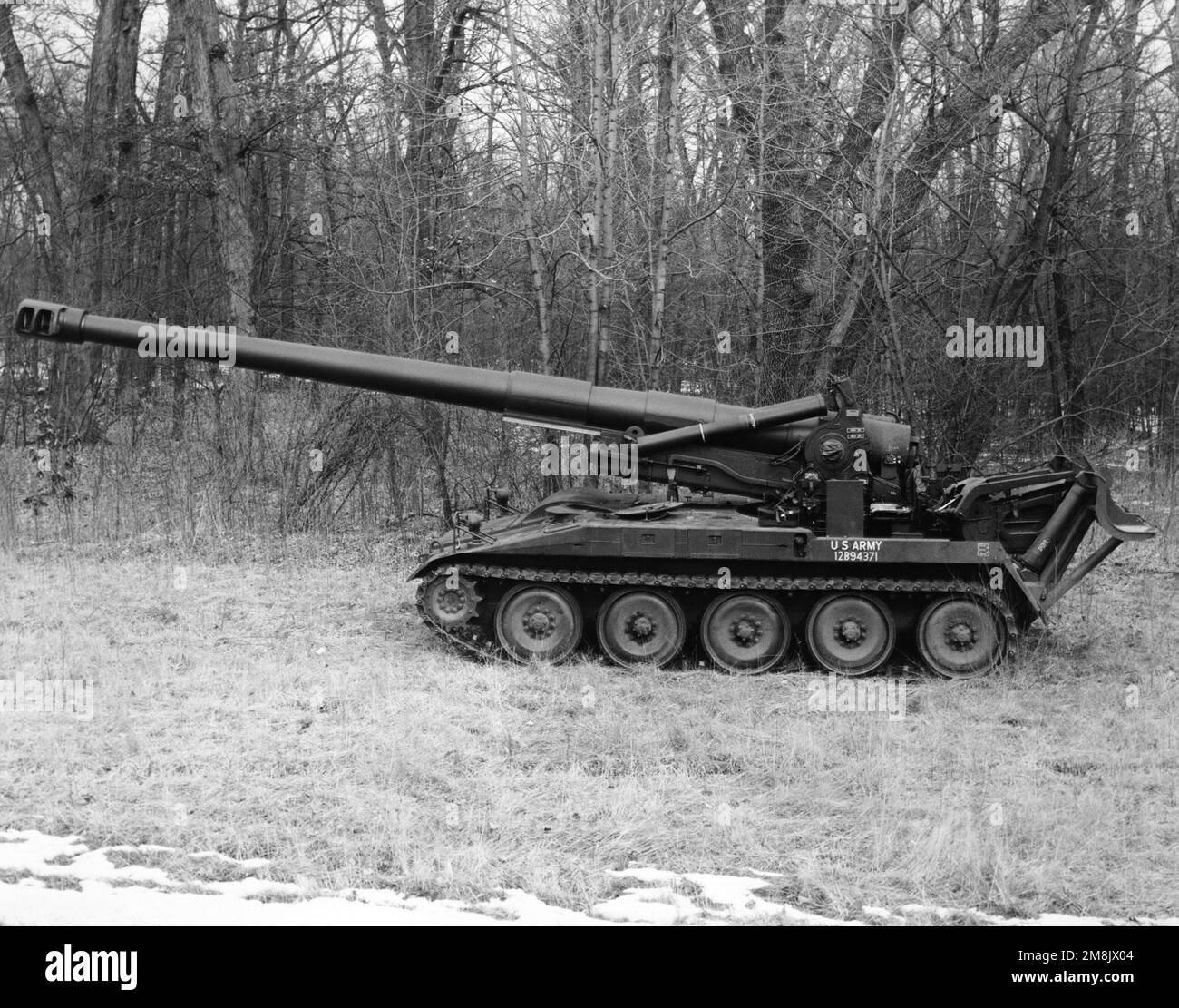 A historical copy negative of a 175 mm Self-propelled Howitzer. Base ...