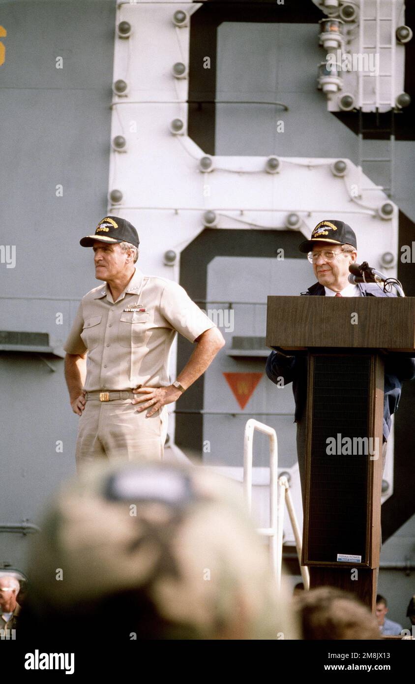 Secretary of Defense William Perry and Adm. Paul Miller, commander in ...