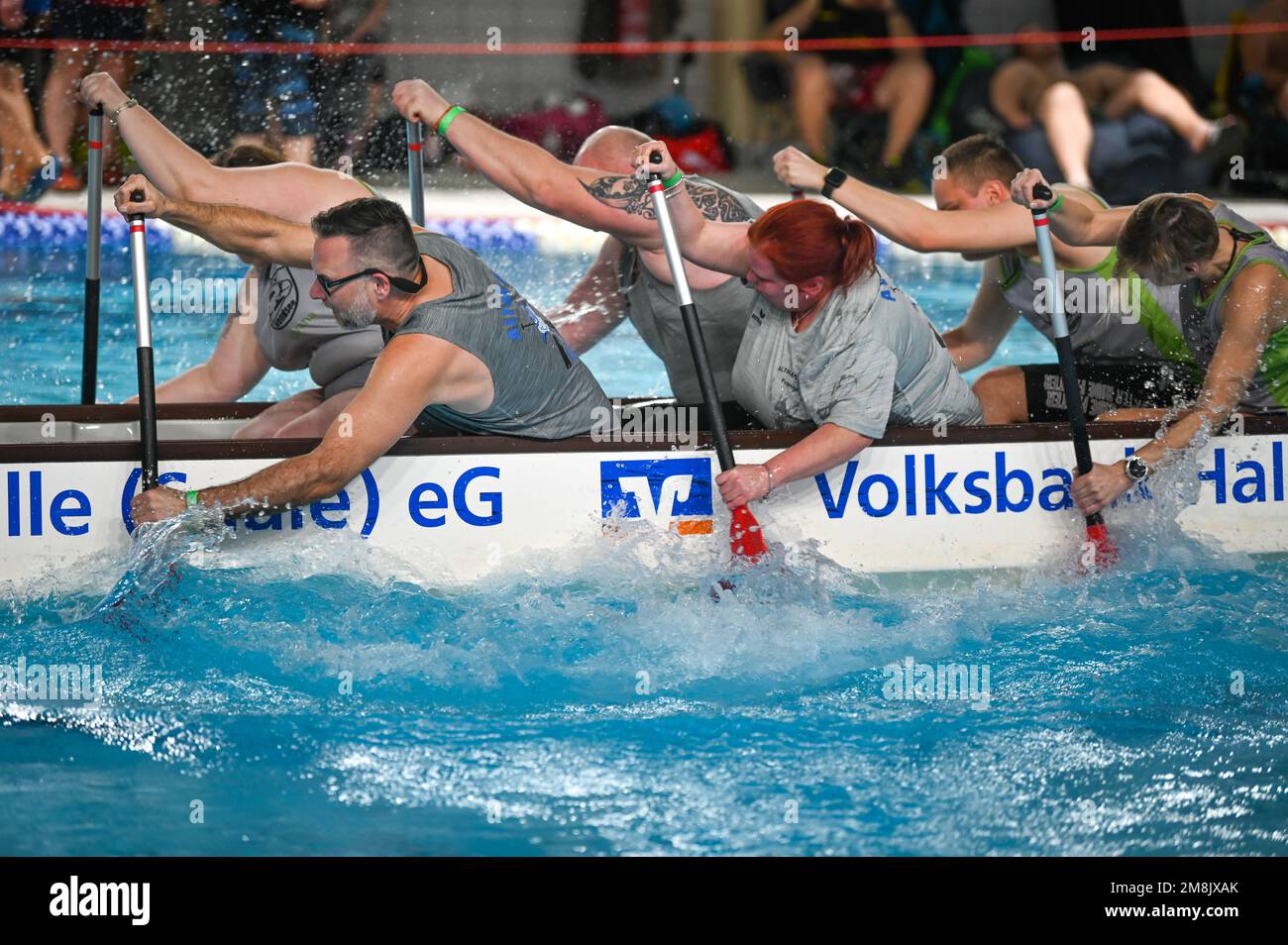 14 January 2023, Saxony-Anhalt, Halle (Saale): The "Altmark Sharks ...