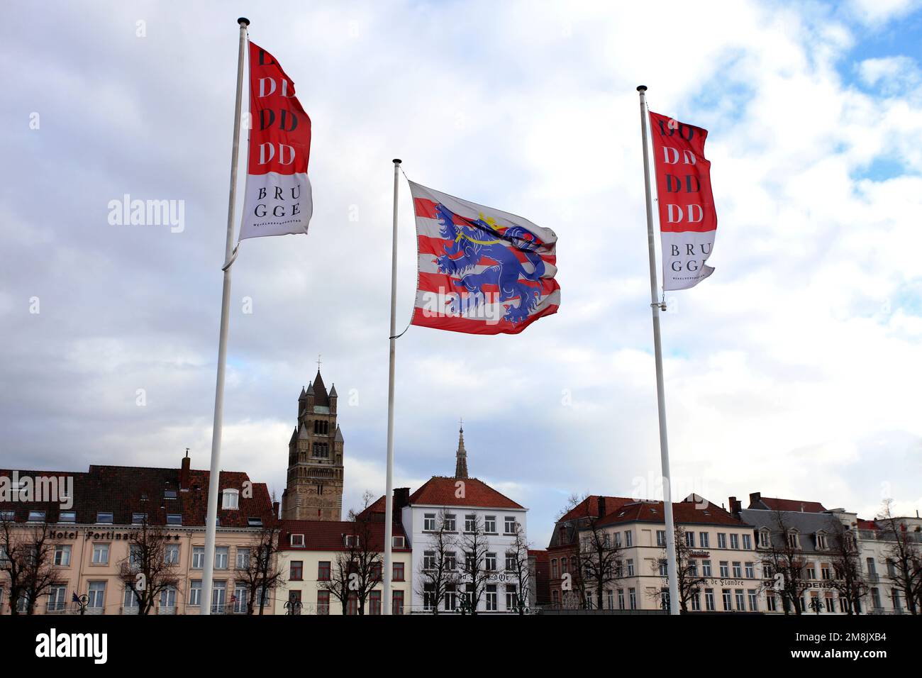 Flags of Bruges City, West Flanders, Flemish Region of Belgium. Bruges ...