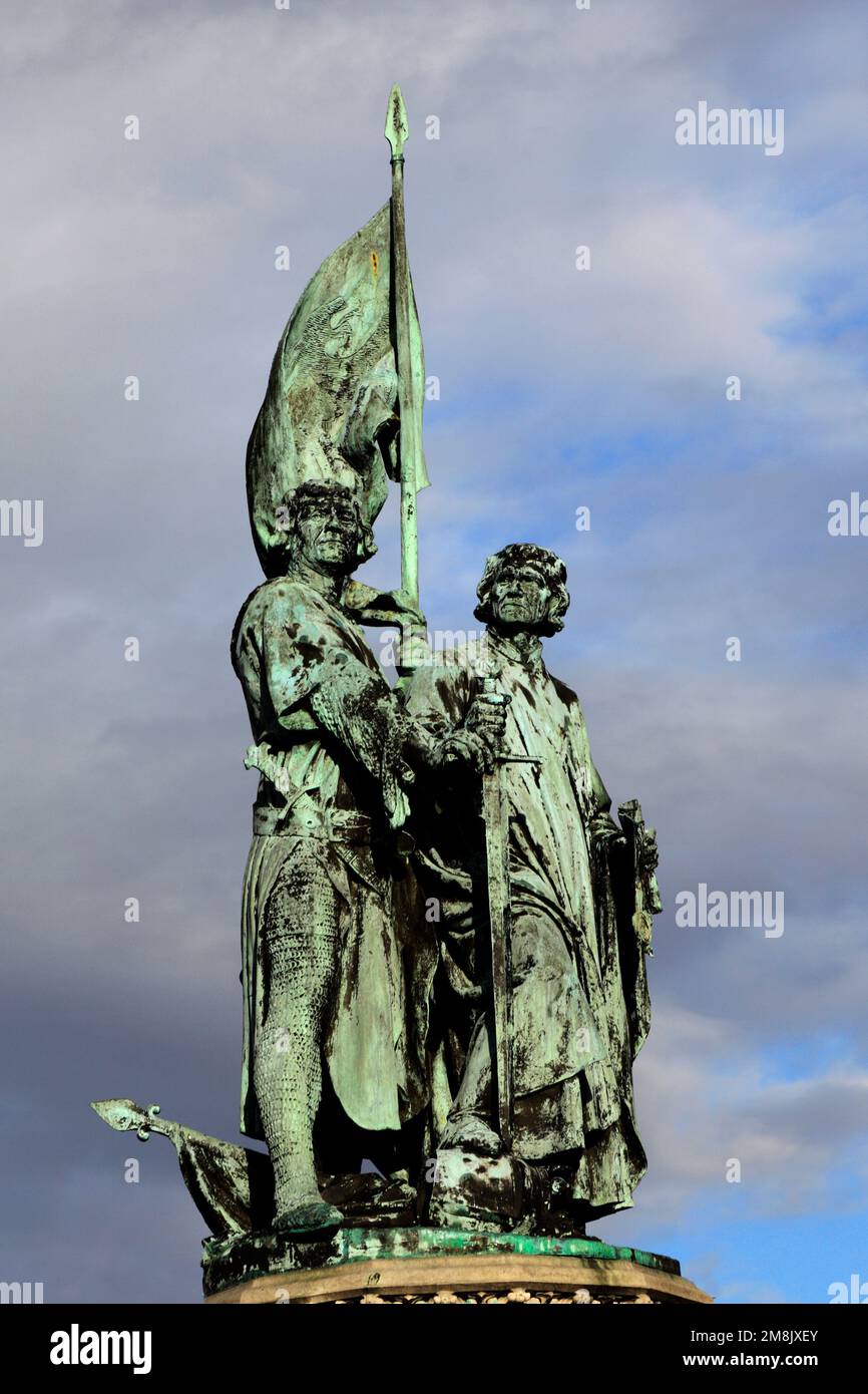 The Jan Breydel and Peter De Conik statue, Market Square, Bruges City ...
