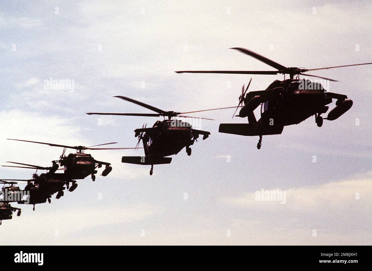 UH-60 Black Hawk (Blackhawk) Helicopters fly in formation in ...