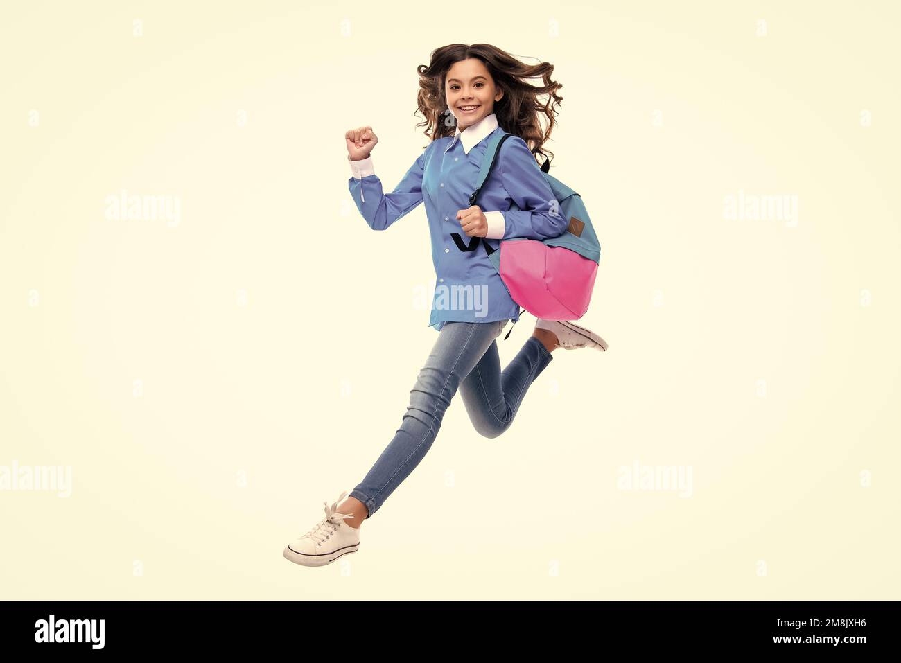 School teen with backpack. Teenager student, isolated background ...