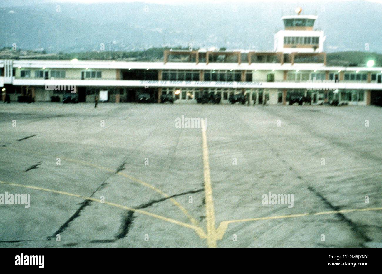 A view of the entrance to the parking area on the north side of the ...