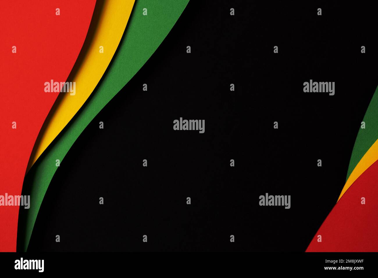 Abstract geometric black, red, yellow, green color background. Black ...