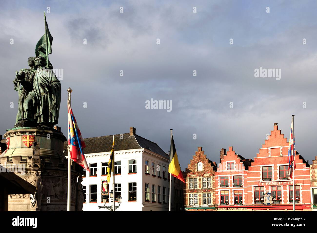 The Jan Breydel and Peter De Conik statue, Market Square, Bruges City ...