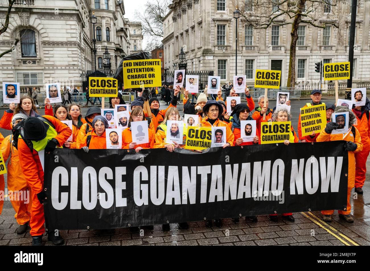 London, UK. 14 January 2023. Protest to demand closure of Guantanamo ...