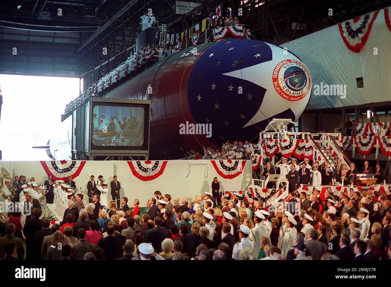 A view of the nuclear-powered attack submarine COLUMBIA (SSN-771) on ...