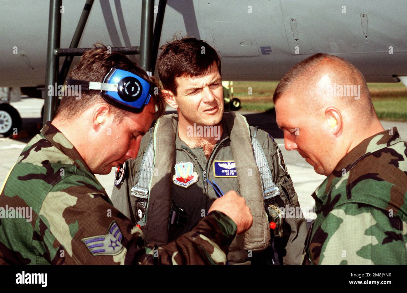 CAPT. Jerry Kerby (center), a F-15 Eagle fighter pilot from the 33rd ...