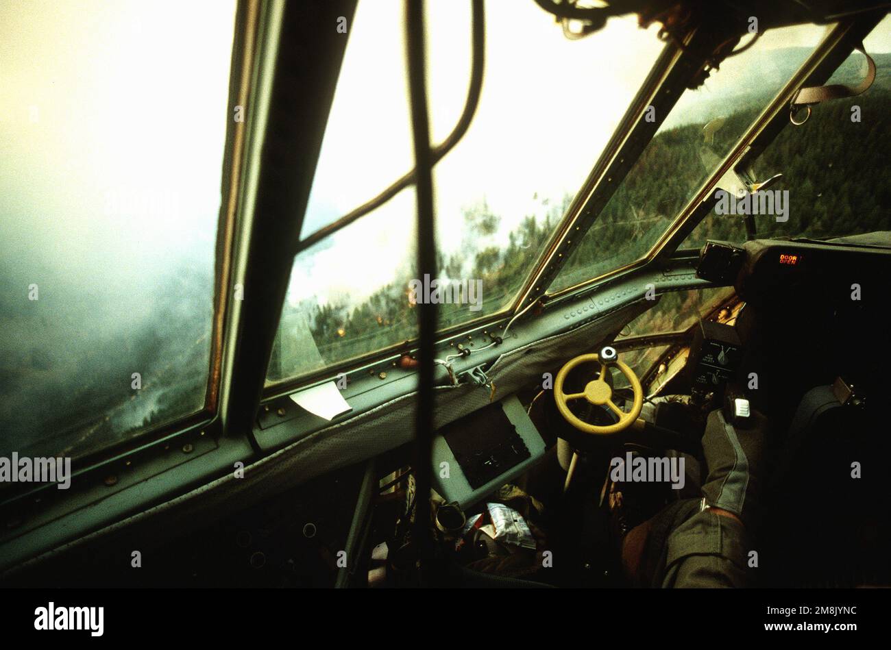 Cockpit view of one of the numerous wildfires that the Air National ...