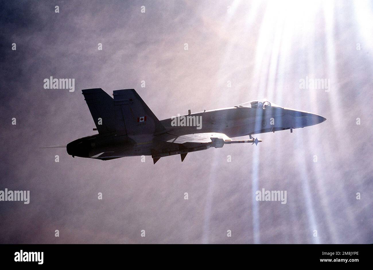 A right side view of a CF-18 fighter aircraft from the 3rd Fighter Wing ...