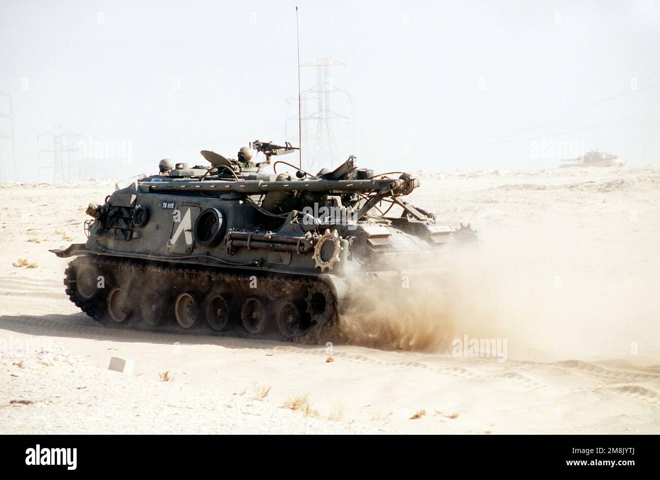 A M88A1 recovery vehicle during mounted patrol out of the Tactical ...