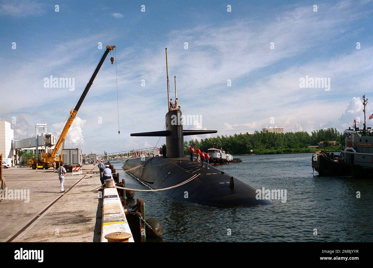A starboard bow view of the nuclear-powered ballistic missile submarine ...