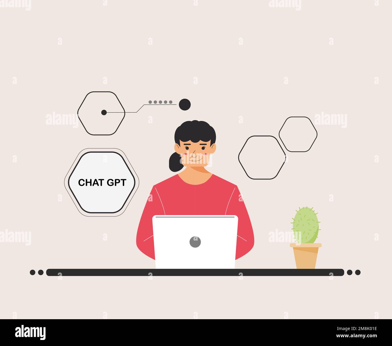 chat GPT women person use laptop digital. girl people search chat GPT ...