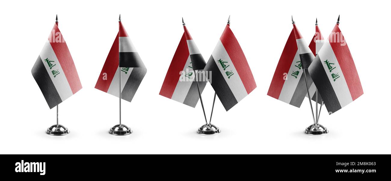 Small national flags of the Iraq on a white background Stock Photo - Alamy