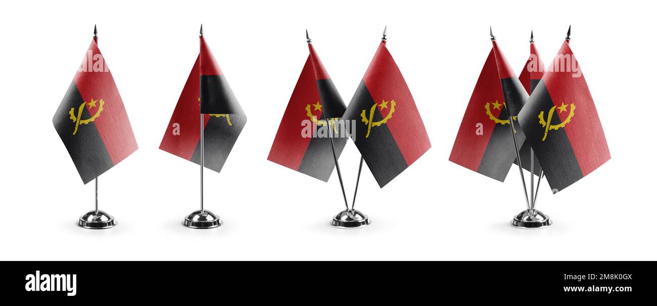 Small national flags of the Angola on a white background Stock Photo ...