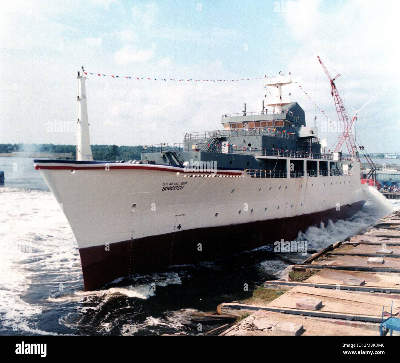 A port bow view of the oceanographic research ship USNS Bowditch (T-AGS ...