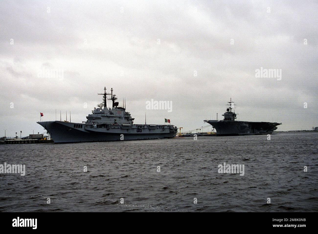 A port bow view of the Italian aircraft carrier ITS Giuseppe Garibaldi ...