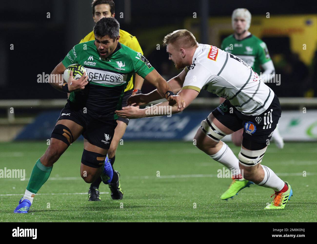 Connacht's Jarrad Butler and Brive's Oskar Konstantin during the EPCR ...