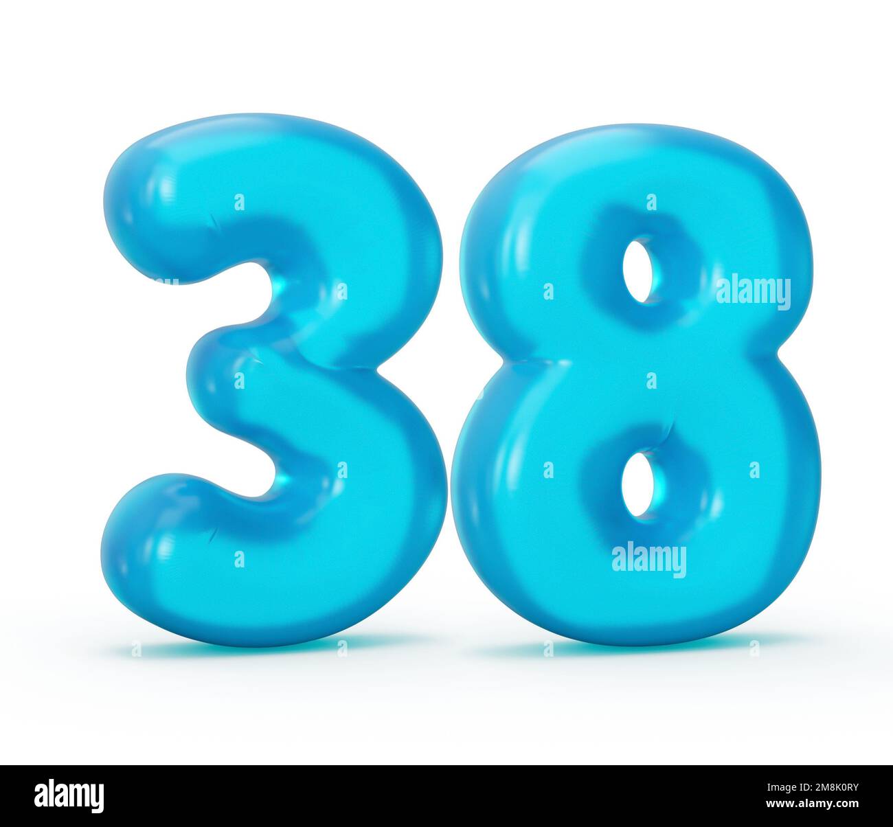 A 3d illustration of the Blue jelly digit 38 isolated on white ...