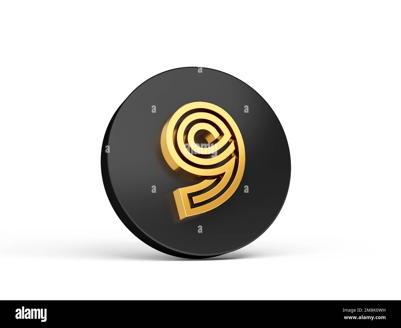 A 3d Illustration of Elite 3D Digit Letter nine on Black 3d button icon ...