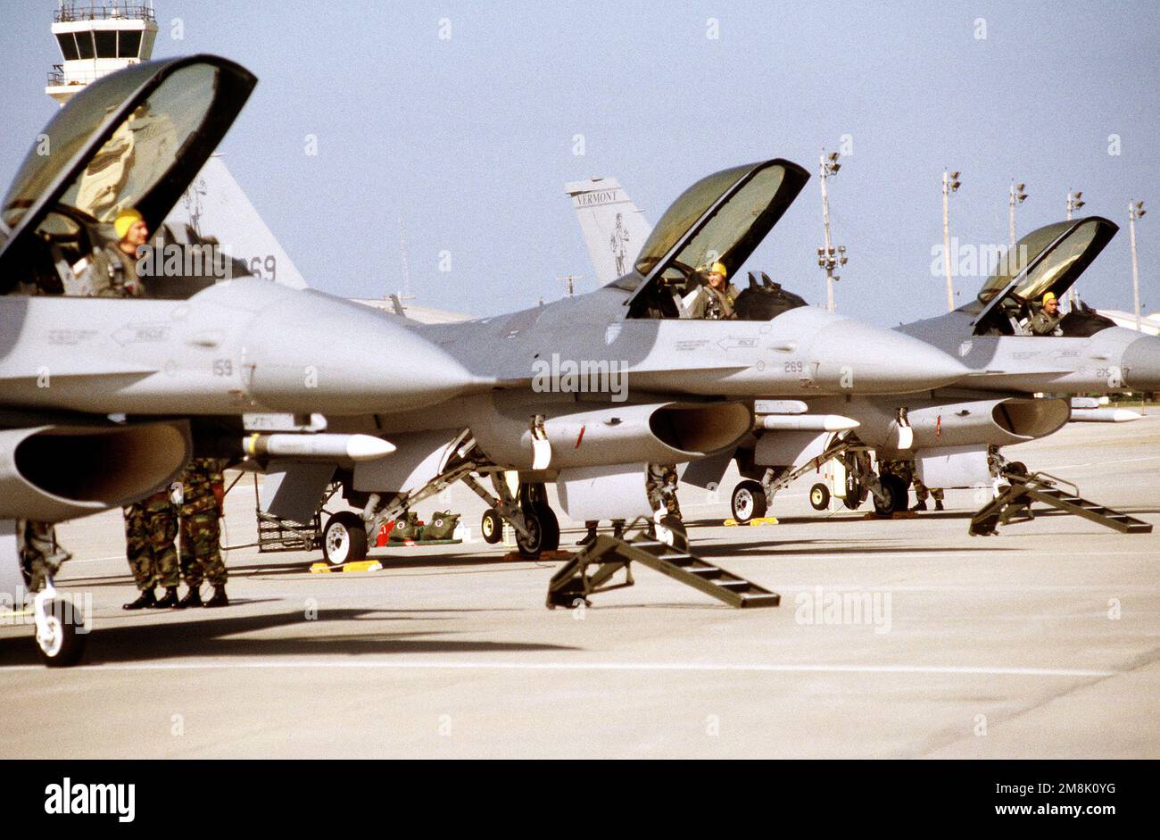F-16 Fighter aircraft from the 158th Fighter Group, Vermont Air ...