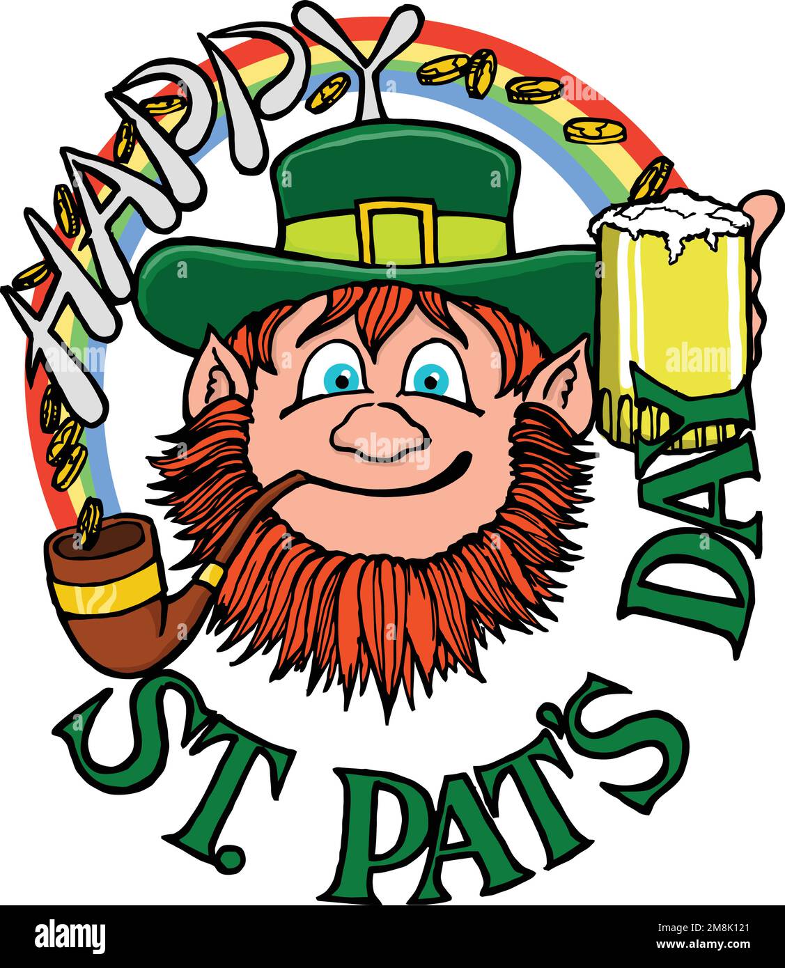 happy st pats day with leprechaun fac Stock Vector Image & Art - Alamy