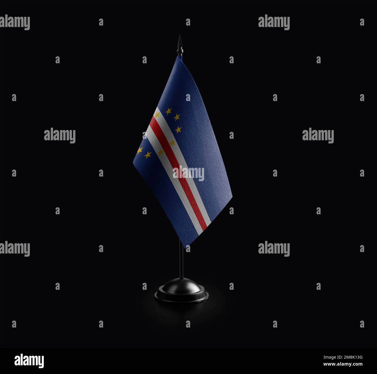 Small national flag of the Cape Verde on a black background Stock Photo ...