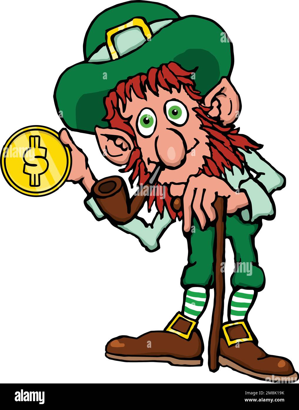 Leprechaun gold coin clover Stock Vector Images - Alamy