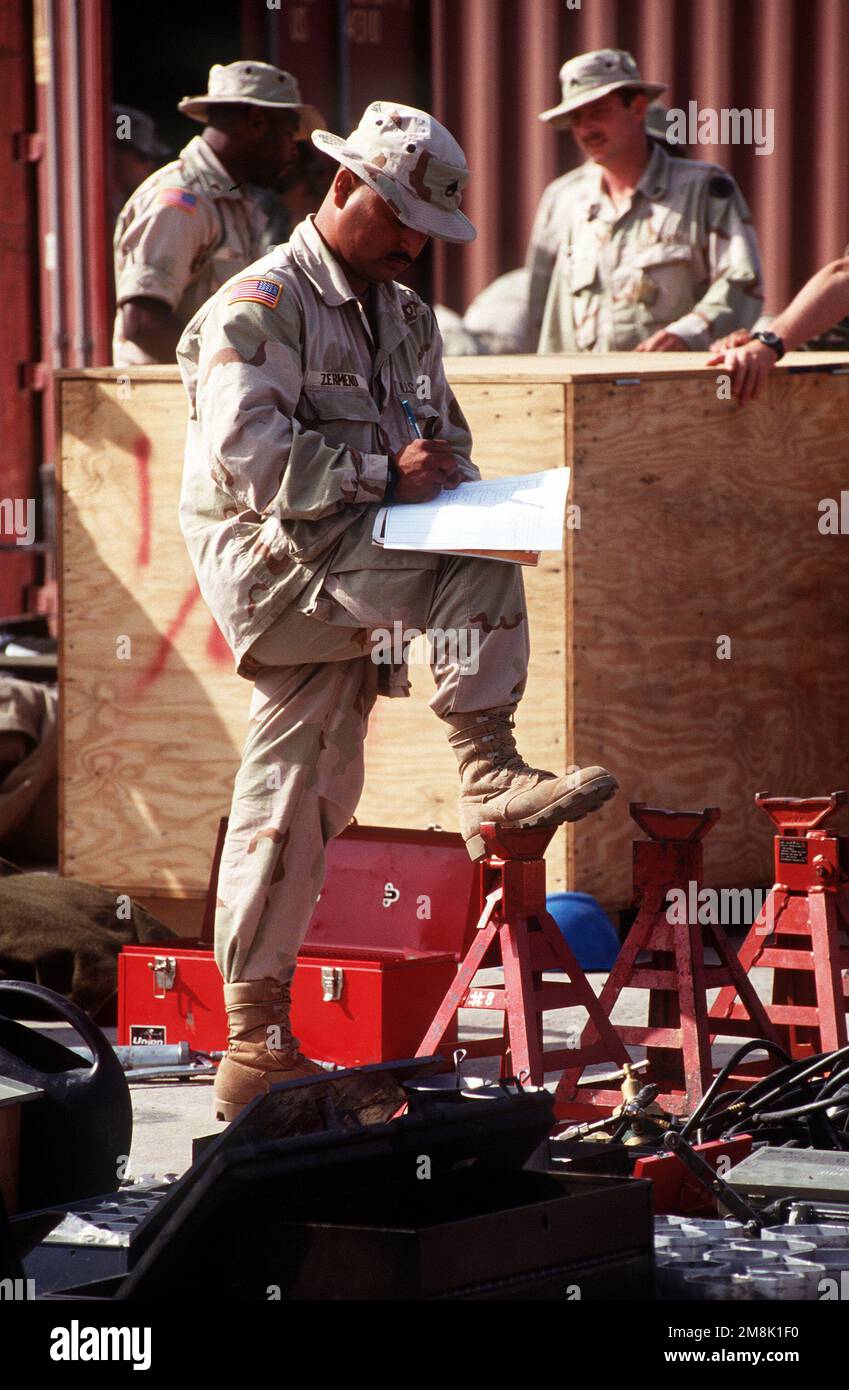 Soldiers from the 24th Infantry Division clean and inventory equipment ...