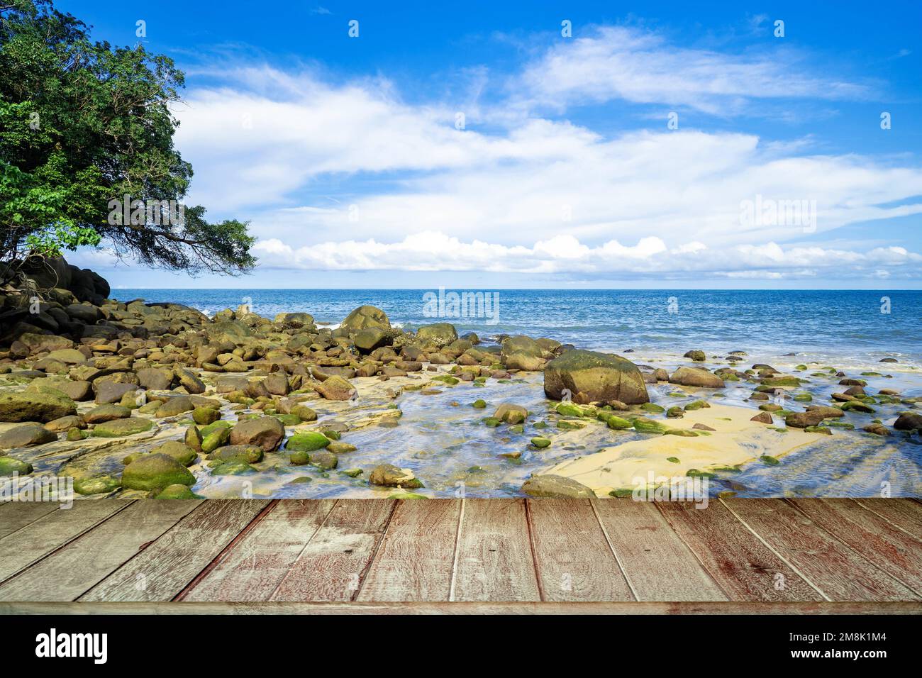 An old wood texture at the wall with a beautiful seascape design Stock ...