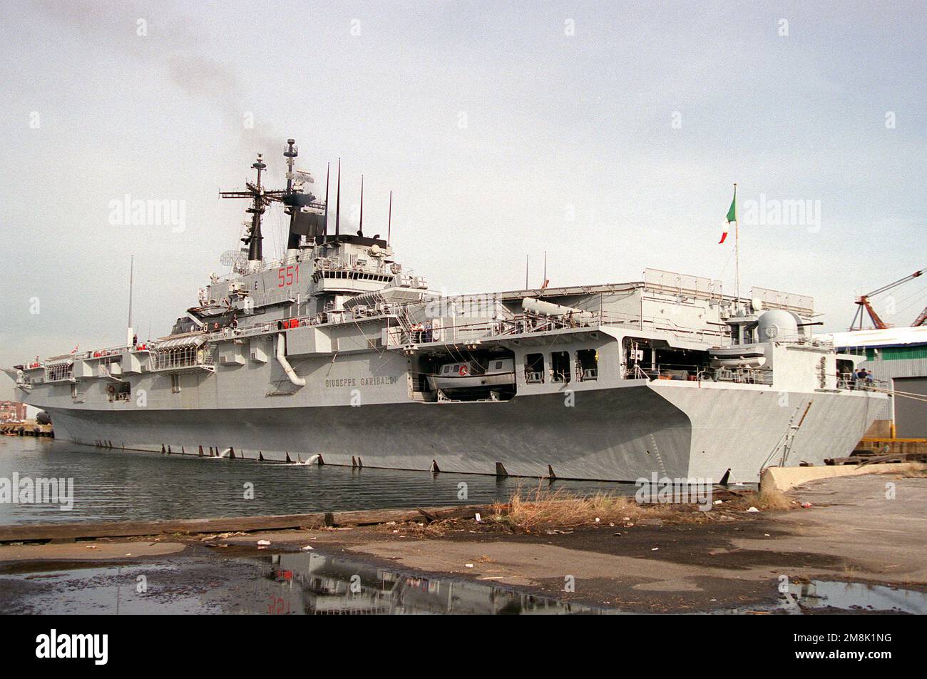 A port quarter view of the Italian aircraft carrier ITS GIUSEPPE ...