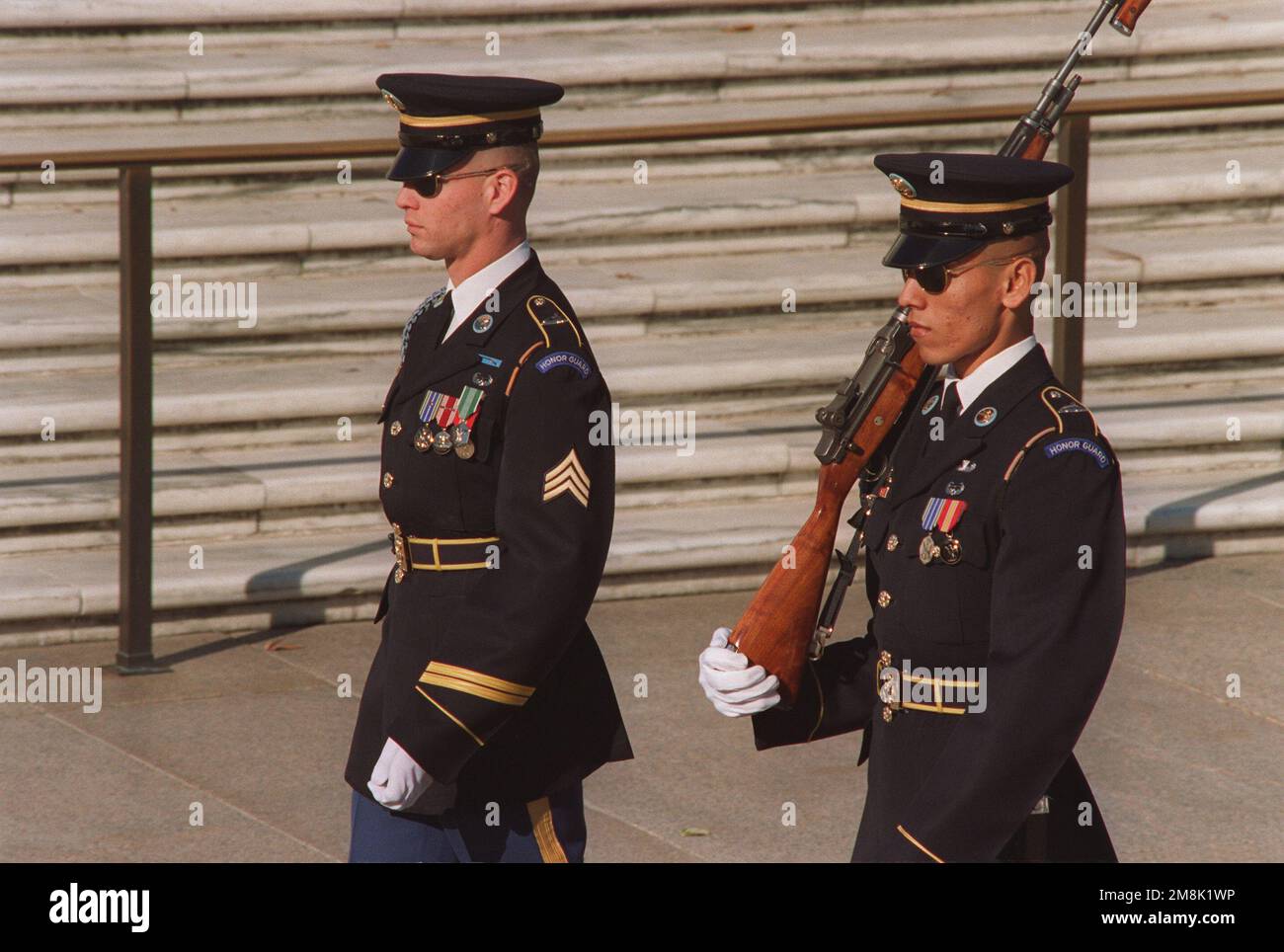 Two members of the U.S. Army Third Infantry, the Old Guard, are on ...