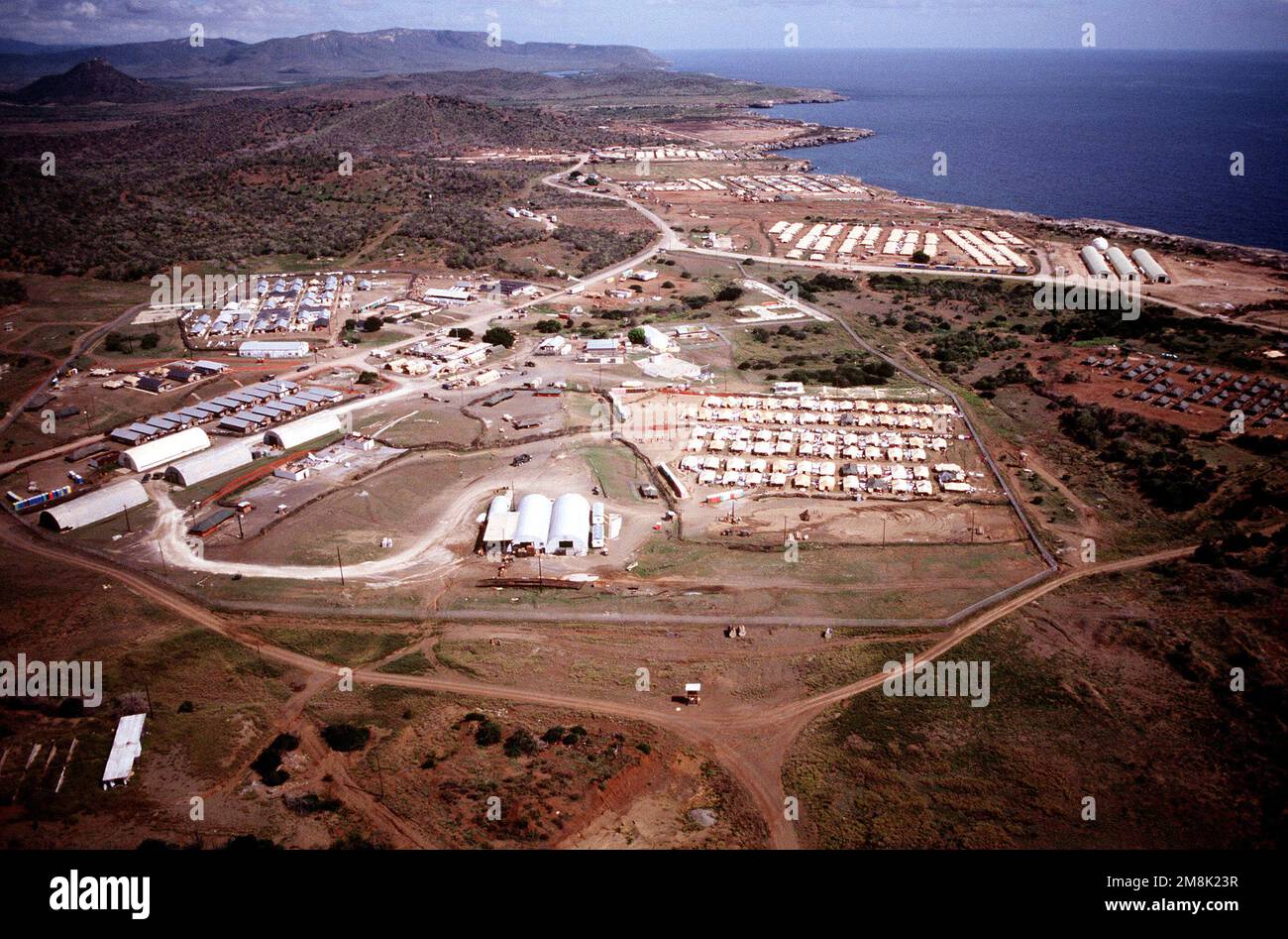 An aerial view of Camp Bulkeley which is dwindling in size with the ...