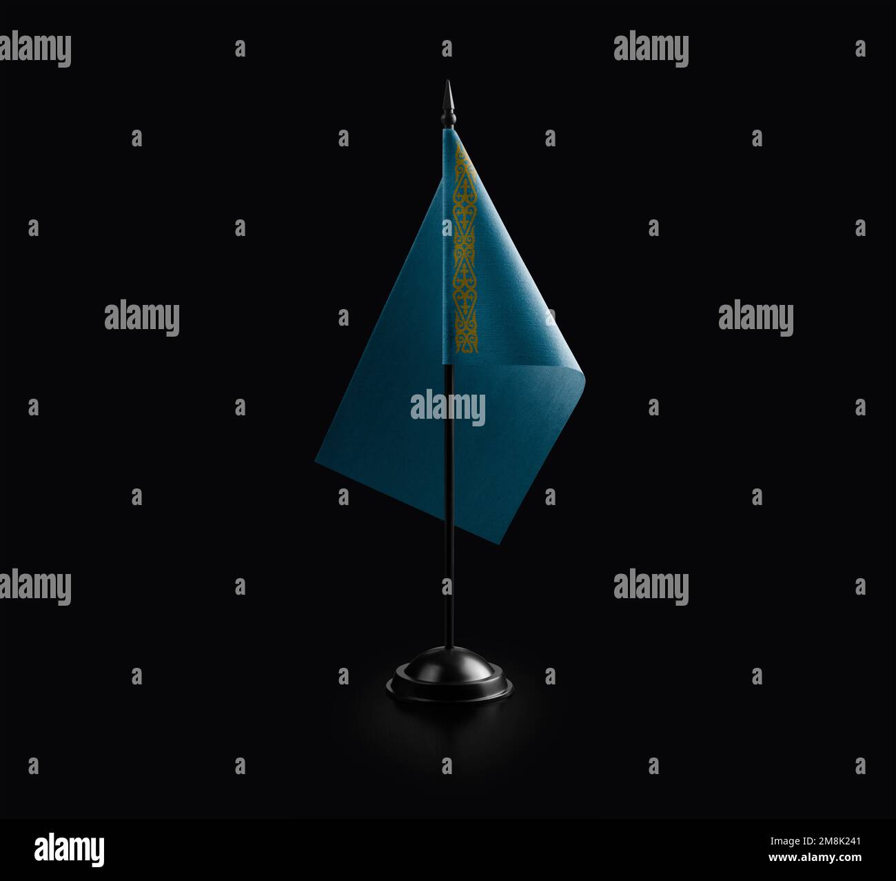 Small national flag of the Kazakhstan on a black background Stock Photo ...