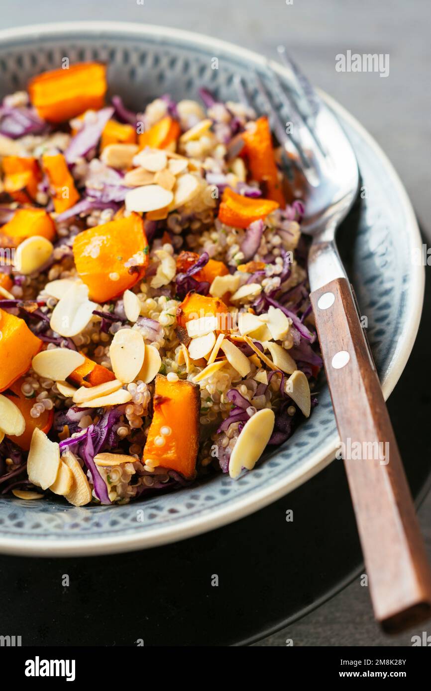 Warm Quinoa Salad with Red Cabbage and Squash Stock Photo - Alamy