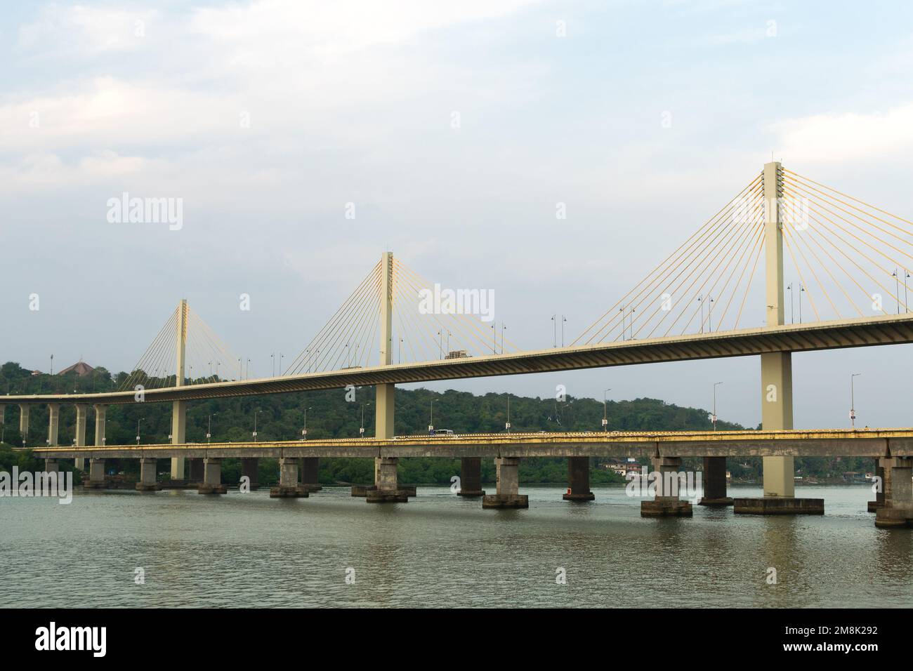 Panaji Goa India Oct 22 2022: Sunset time cruise View of the Atal Setu ...