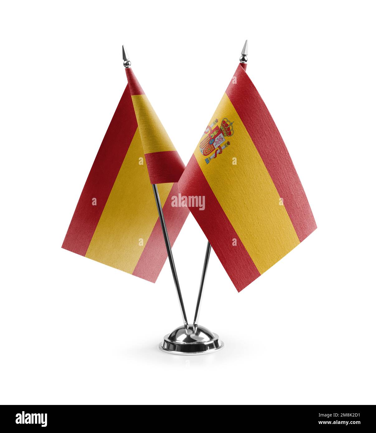 Small national flags of the Spain on a white background Stock Photo - Alamy