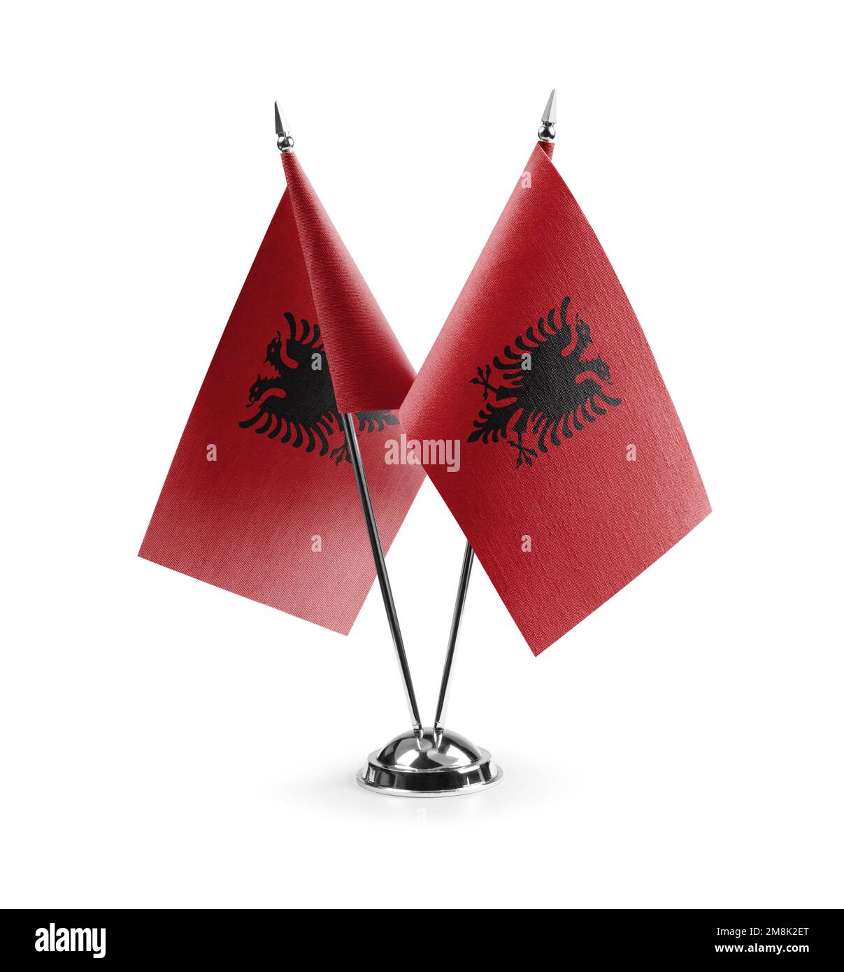 Small national flags of the Albania on a white background Stock Photo ...
