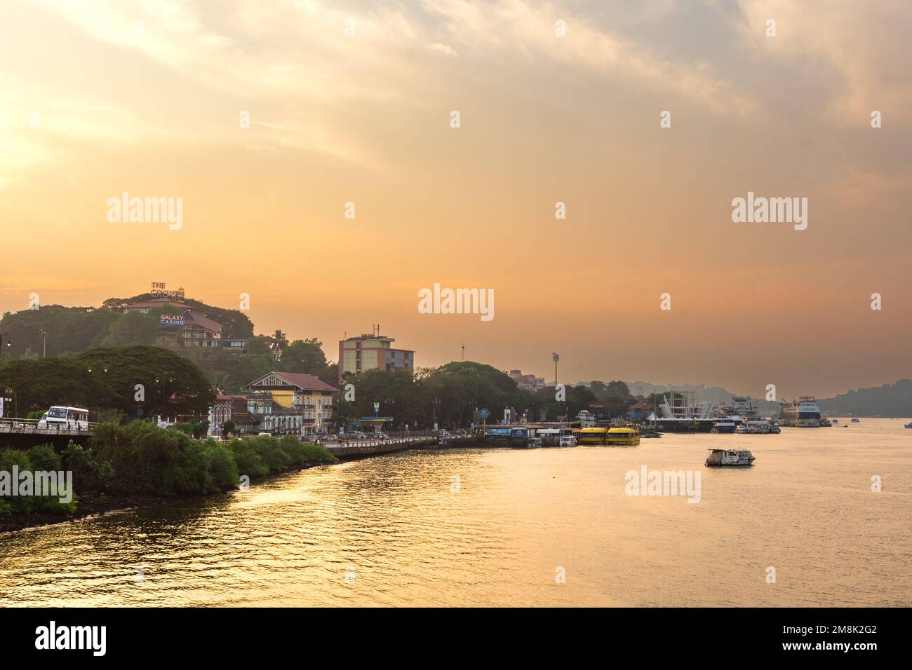 Panaji Goa India Oct 22 2022: Sunset time cruise View of the Atal Setu ...