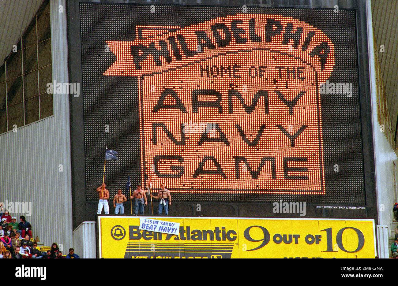 A sign at the entrance to Veteran's Stadium declaring it the home of ...