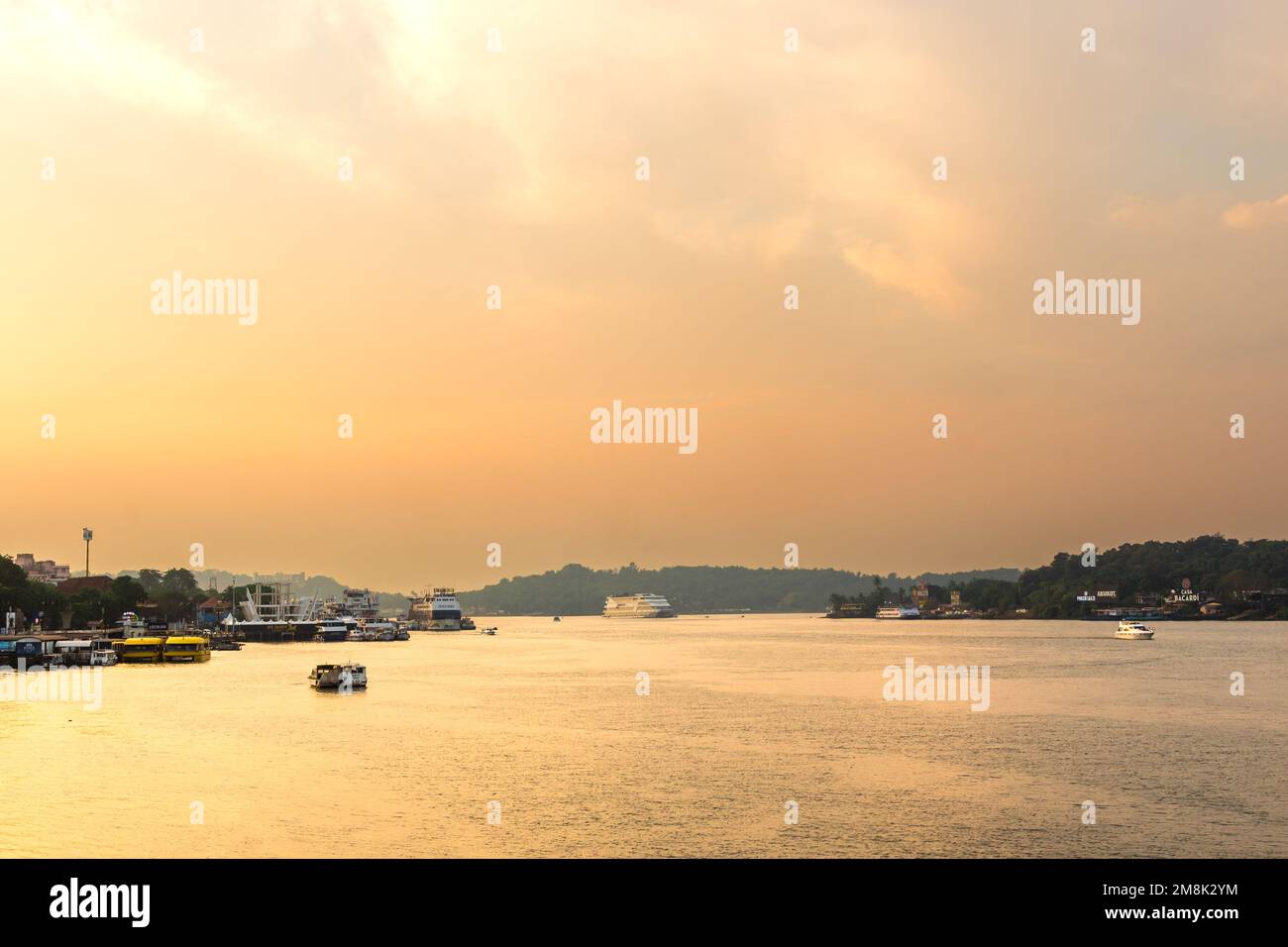 Panaji Goa India Oct 22 2022: Sunset time cruise View of the Atal Setu ...
